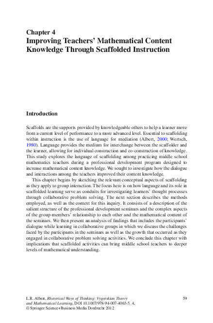 (PDF) Improving Teachers’ Mathematical Content Knowledge Through ...