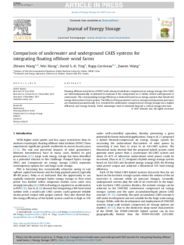(PDF) Comparison of underwater and underground CAES systems for ...