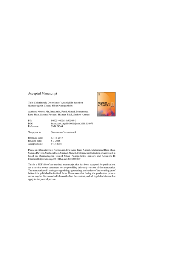 (PDF) Colorimetric detection of amoxicillin based on querecetagetin ...