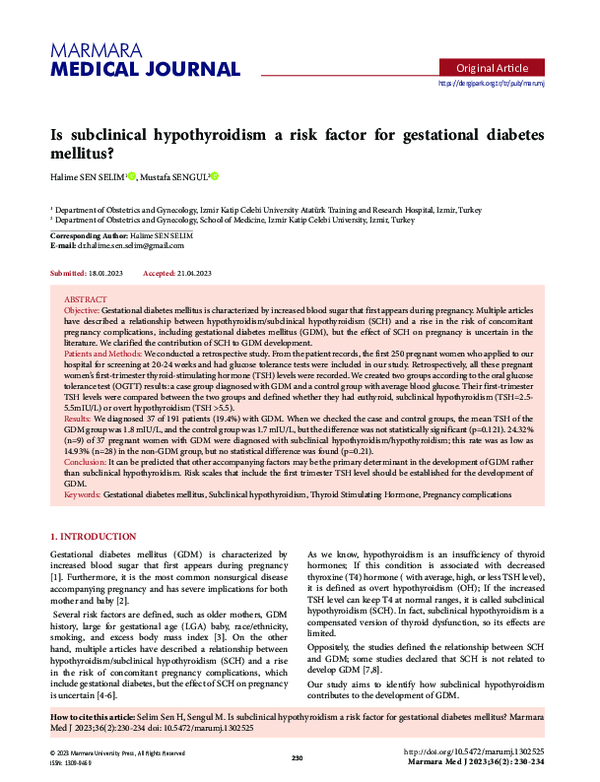 (PDF) Is subclinical hypothyroidism a risk factor for gestational ...