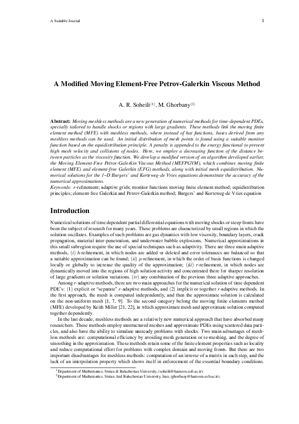(PDF) A modified moving element free Petrov_Galerkin viscous method