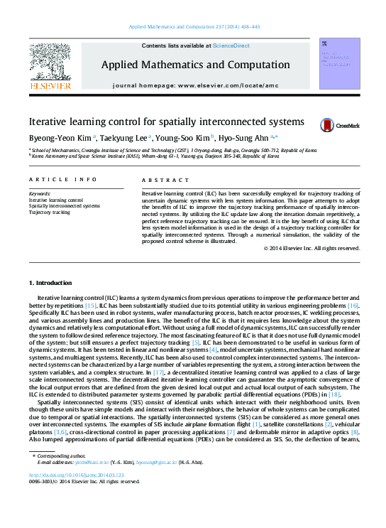 (PDF) Iterative learning control for spatially interconnected systems ...