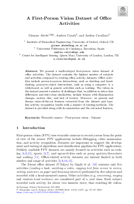 (PDF) A First-Person Vision Dataset of Office Activities