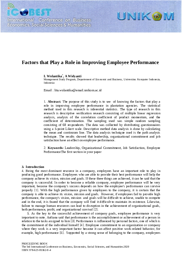 (PDF) Factors that Play a Role in Improving Employee Performance