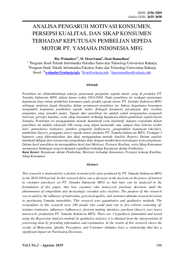 (PDF) Analisa Pengaruh Motivasi Konsumen, Persepsi Kualitas, Dan Sikap Konsumen Terhadap ...