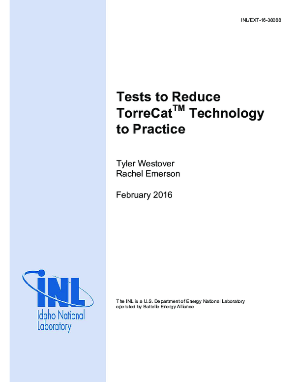 (PDF) Tests to Reduce TorreCat™ Technology to Practice | Tyler Westover ...