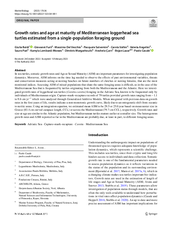 (PDF) Growth rates and age at maturity of Mediterranean loggerhead sea ...