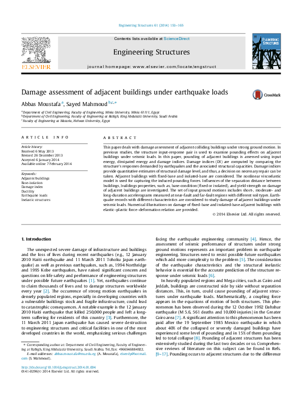 (PDF) Damage assessment of adjacent buildings under earthquake loads