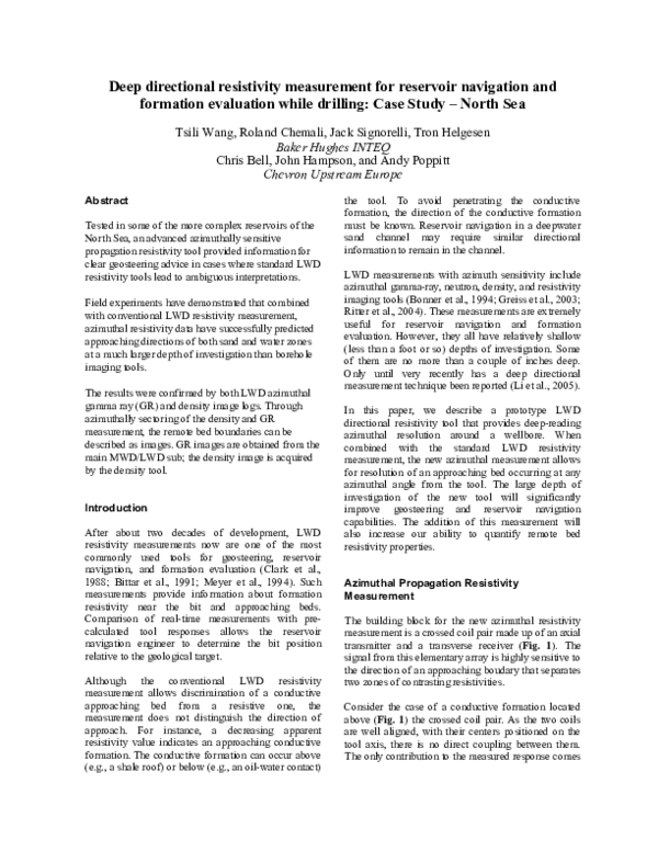 (PDF) Deep directional resistivity measurement for reservoir navigation and formation evaluation ...