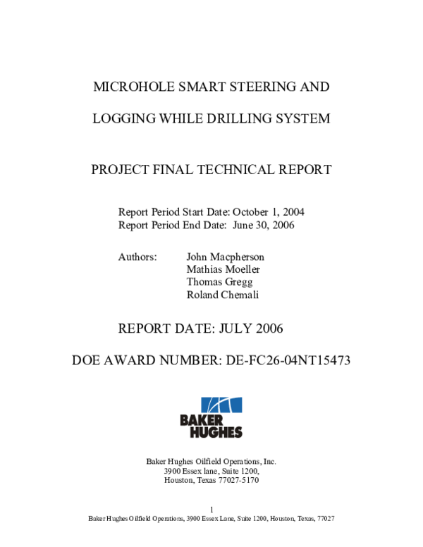 (PDF) Microhole Smart Steering and Logging While Drilling System