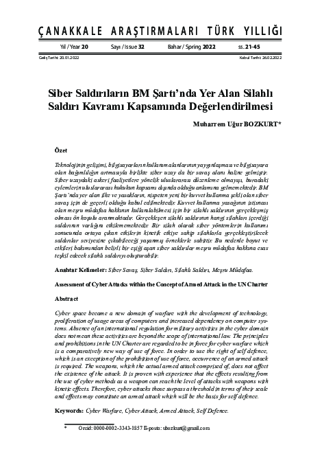 (PDF) Assessment of Cyber Attacks within the Concept of Armed Attack in ...