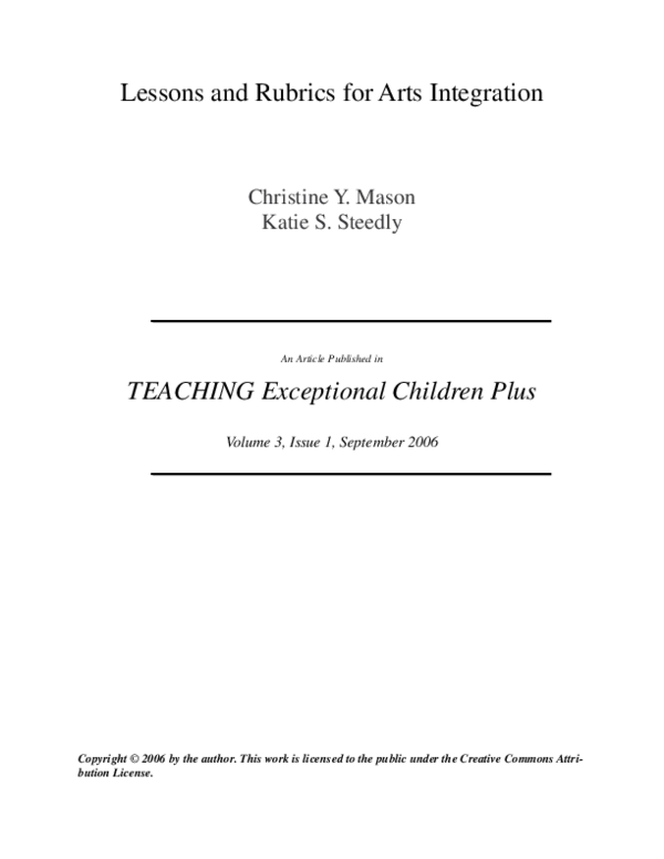 (PDF) Lessons and Rubrics for Arts Integration