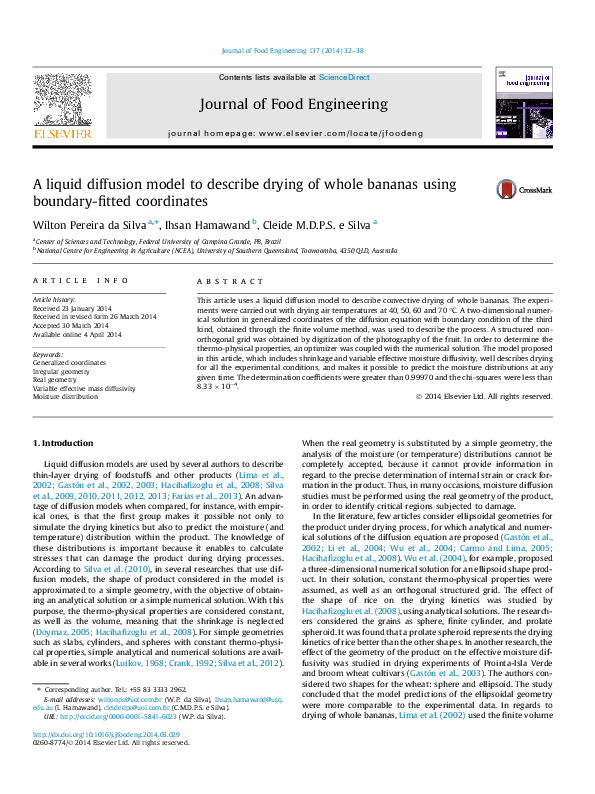 (PDF) A liquid diffusion model to describe drying of whole bananas ...