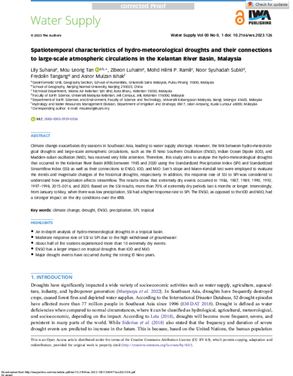 Pdf Spatiotemporal Characteristics Of Hydro Meteorological Droughts And Their Connections To
