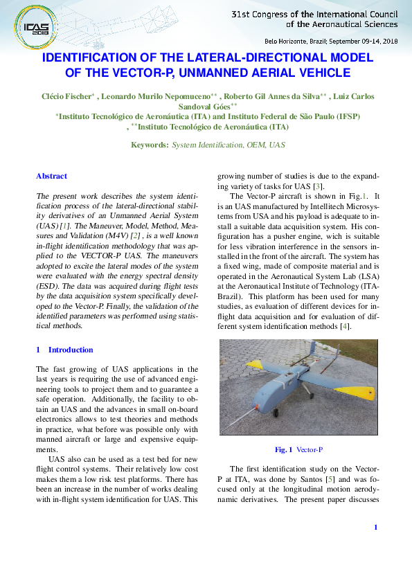 (PDF) Identification of the Lateral-Directional Model of the Vector-P ...