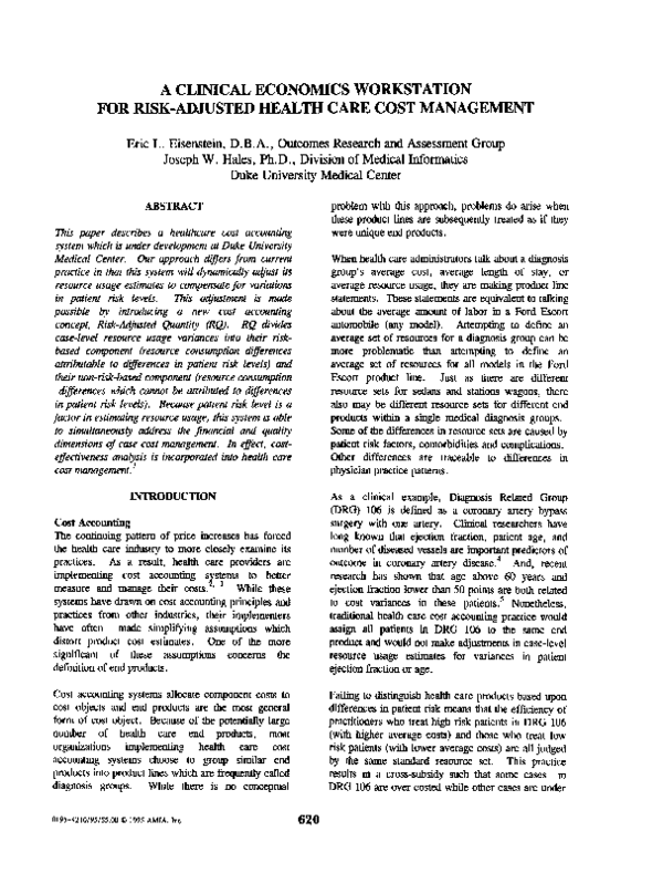(PDF) A clinical economics workstation for risk-adjusted health care ...
