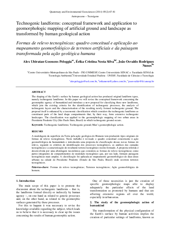(PDF) Technogenic landforms: conceptual framework and application to ...