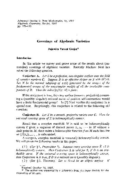 (PDF) Coverings of Algebraic Varieties