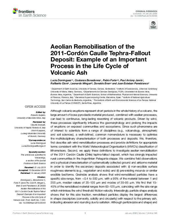 (PDF) Aeolian Remobilisation of the 2011-Cordón Caulle Tephra-Fallout ...
