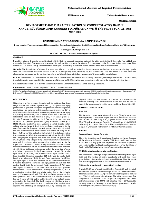 (PDF) Development and Characterization of Compritol Ato® Base in ...