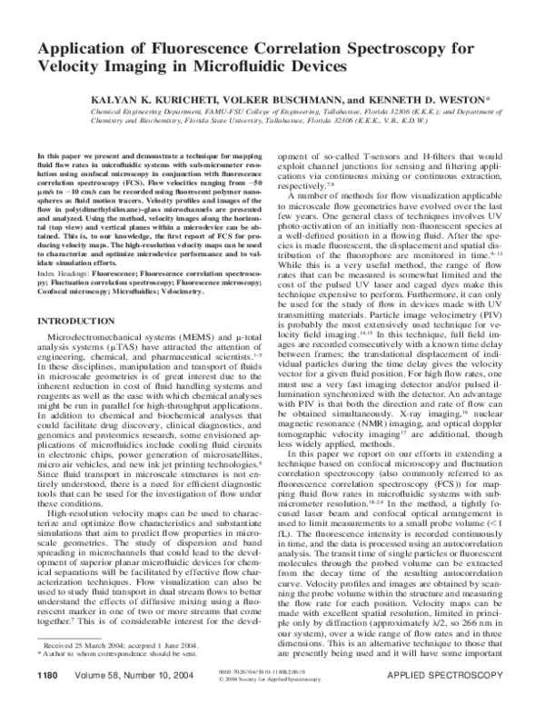 (PDF) Application of Fluorescence Correlation Spectroscopy for Velocity Imaging in Microfluidic ...