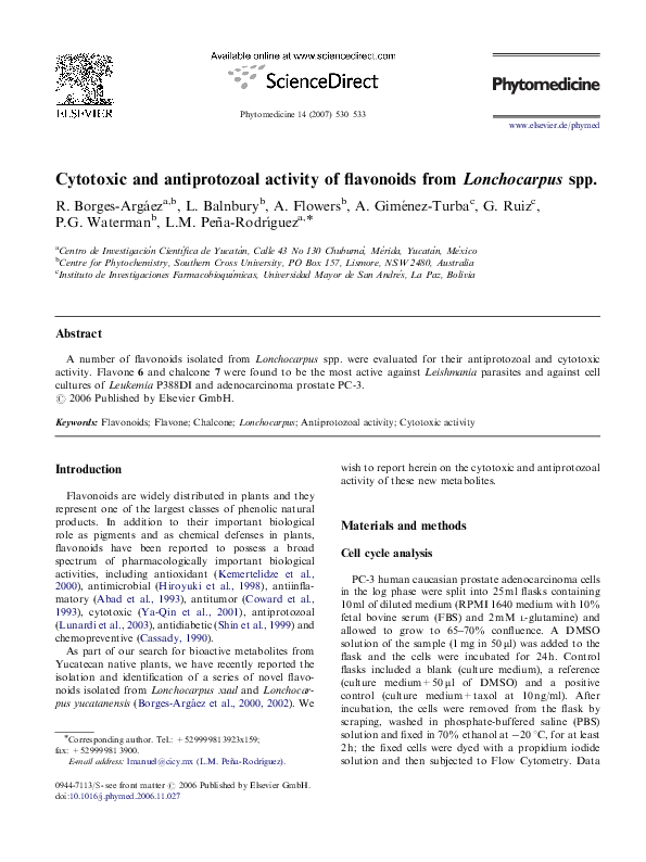 (PDF) Cytotoxic and antiprotozoal activity of flavonoids from Lonchocarpus spp