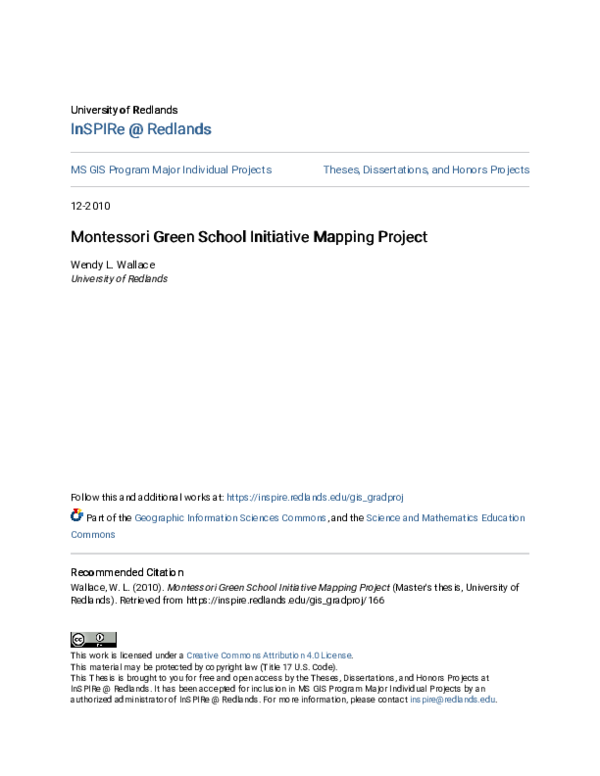 (PDF) Montessori Green School Initiative Mapping Project