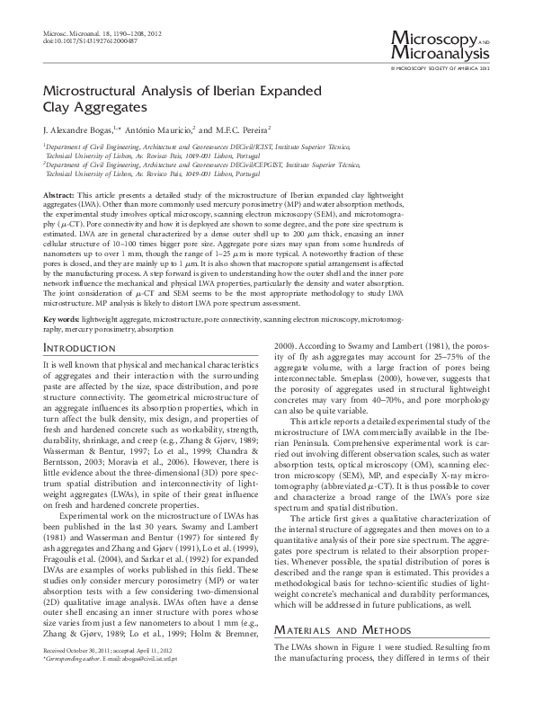 (PDF) Microstructural Analysis of Iberian Expanded Clay Aggregates