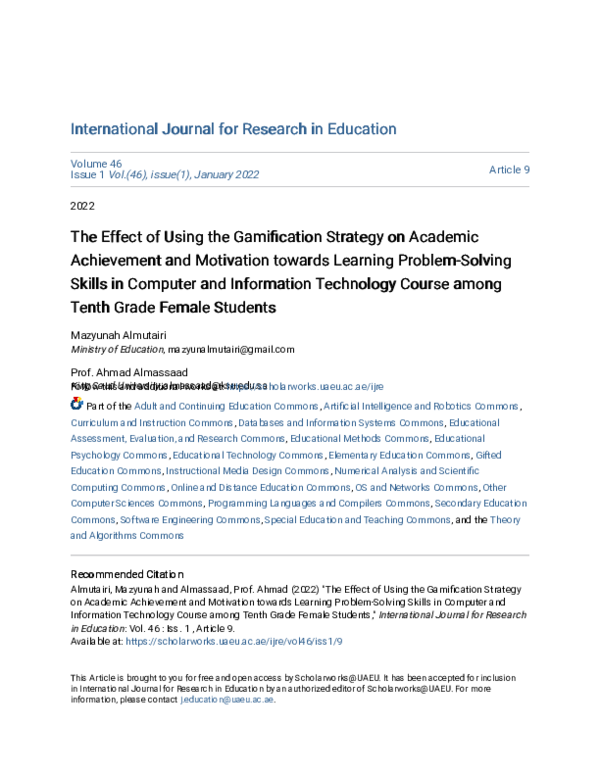 (PDF) The Effect of Using the Gamification Strategy on Academic ...