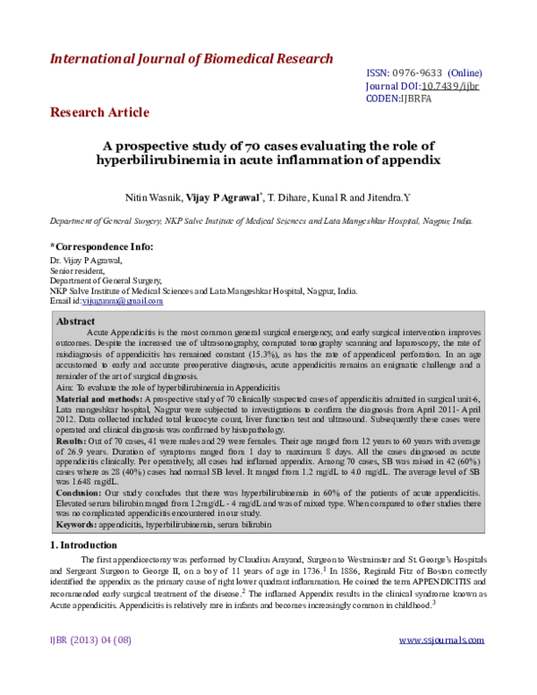 (PDF) A prospective study of 70 cases evaluating the role of ...