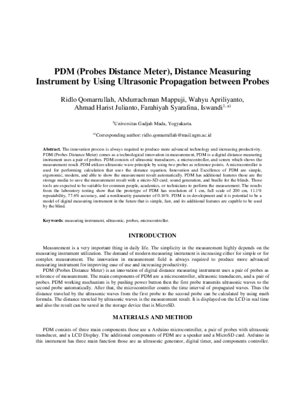 (PDF) PDM (Probes Distance Meter), Distance Measuring Instrument by ...