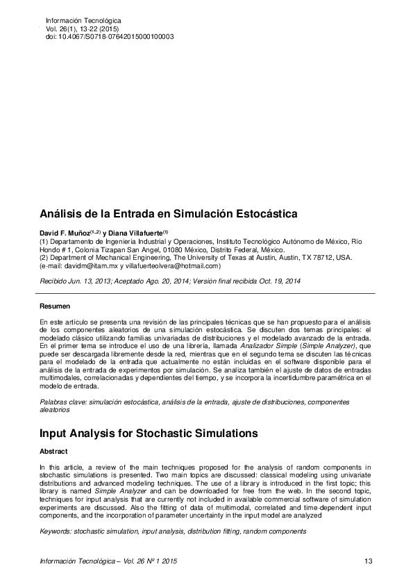 (PDF) Análisis de la Entrada en Simulación Estocástica