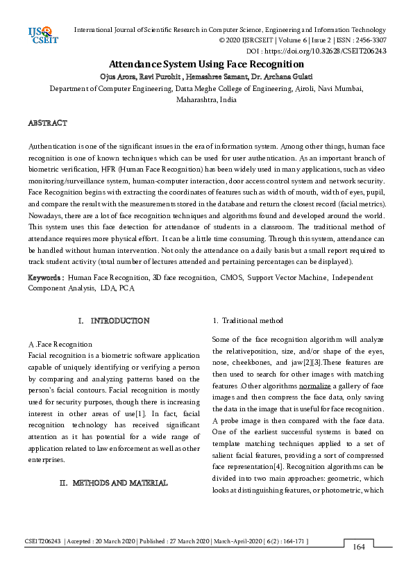 (PDF) Attendance System Using Face Recognition