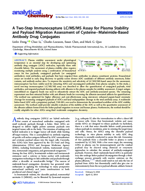 (PDF) A Two-Step Immunocapture LC/MS/MS Assay for Plasma Stability and ...