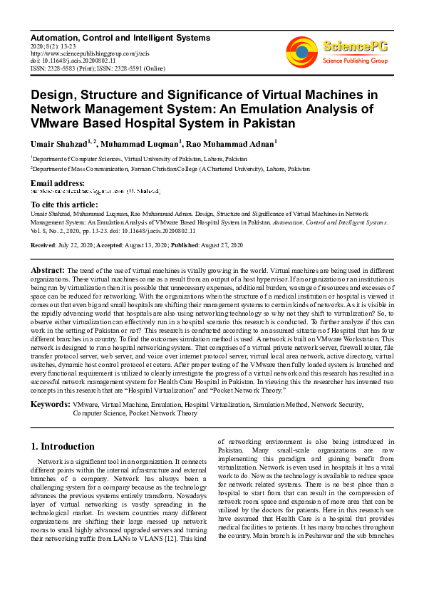 (PDF) Design, Structure and Significance of Virtual Machines in Network Management System: An ...