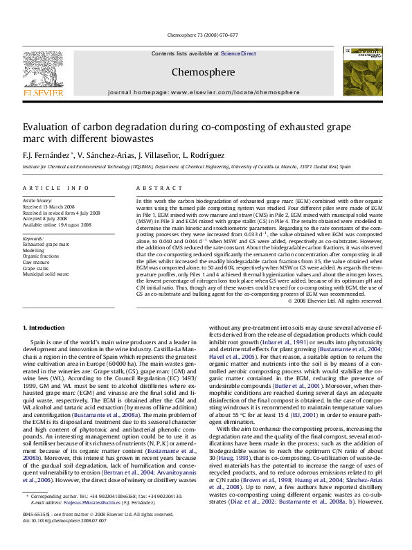 (PDF) Evaluation of carbon degradation during co-composting of ...