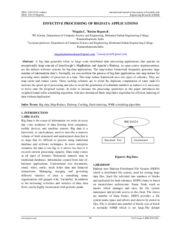 Effective Processing Of Bigdata Applications