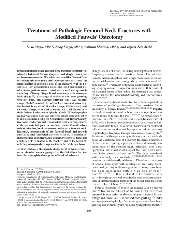 (PDF) Treatment of Pathologic Femoral Neck Fractures with Modified ...