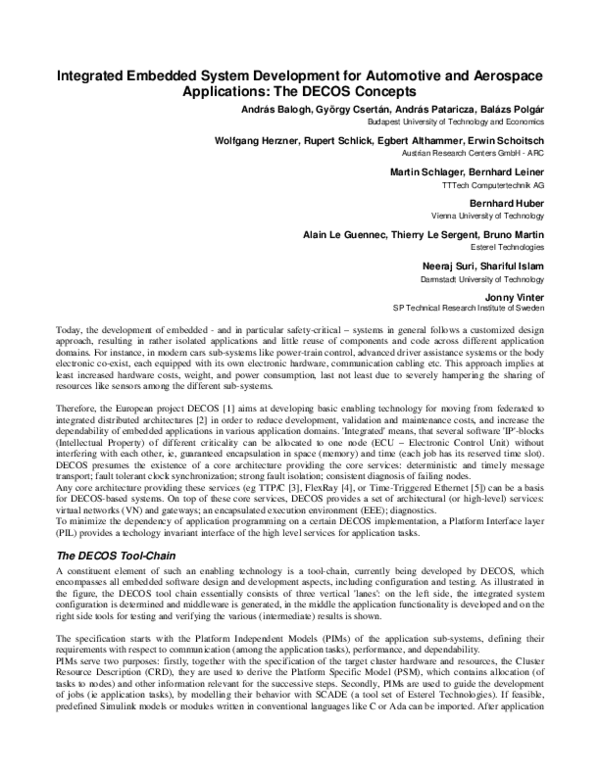 (PDF) Integrated Embedded System Development for Automotive and Aerospace Applications: The ...