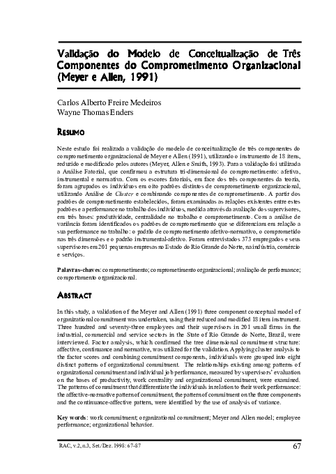 (PDF) Validação do modelo de conceitualização de três componentes do ...
