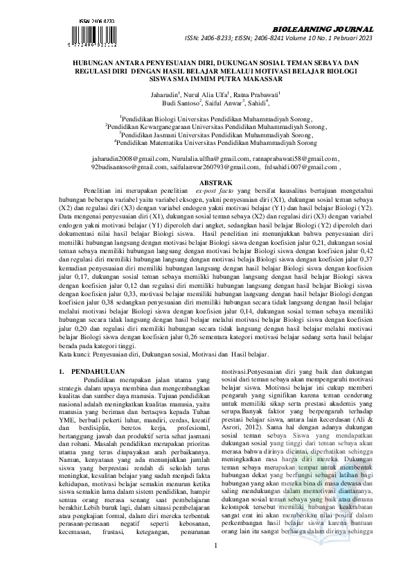 (PDF) Hubungan Antara Penyesuaian Diri, Dukungan Sosial Teman Sebaya Dan Regulasi Diri Dengan ...