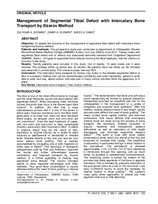(PDF) Management of Segmental Tibial Defect with Intercalary Bone ...
