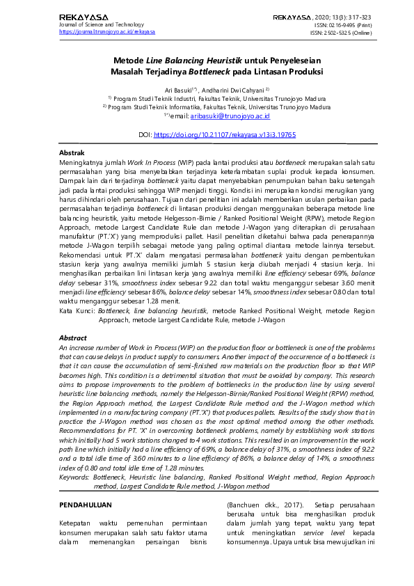 (PDF) Metode Line Balancing Heuristik untuk Penyeleseian Masalah ...
