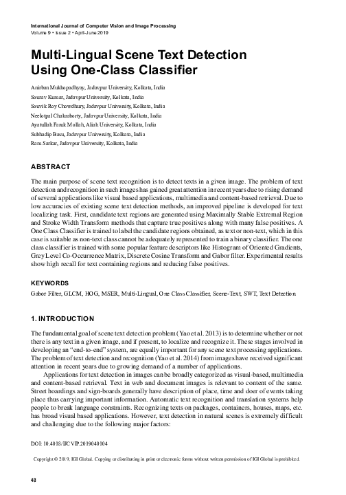 (PDF) Multi-Lingual Scene Text Detection Using One-Class Classifier