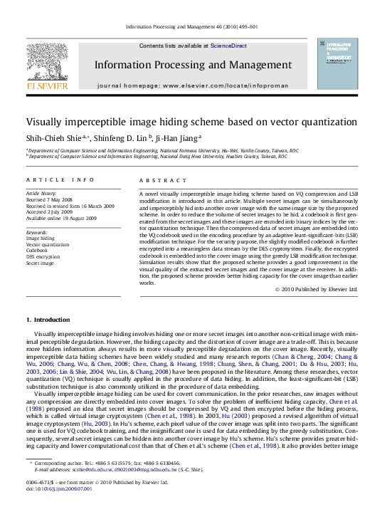 (PDF) Visually imperceptible image hiding scheme based on vector quantization