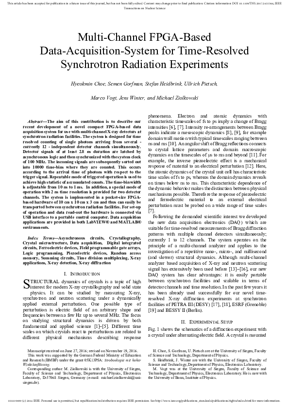 (PDF) Multichannel FPGA-Based Data-Acquisition-System for Time-Resolved Synchrotron Radiation ...