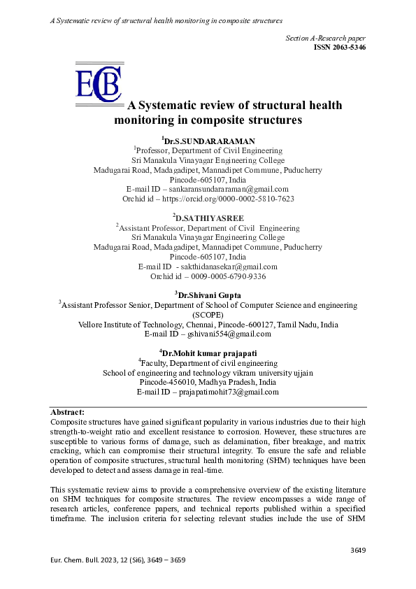 Pdf A Systematic Review Of Structural Health Monitoring In Composite Structures