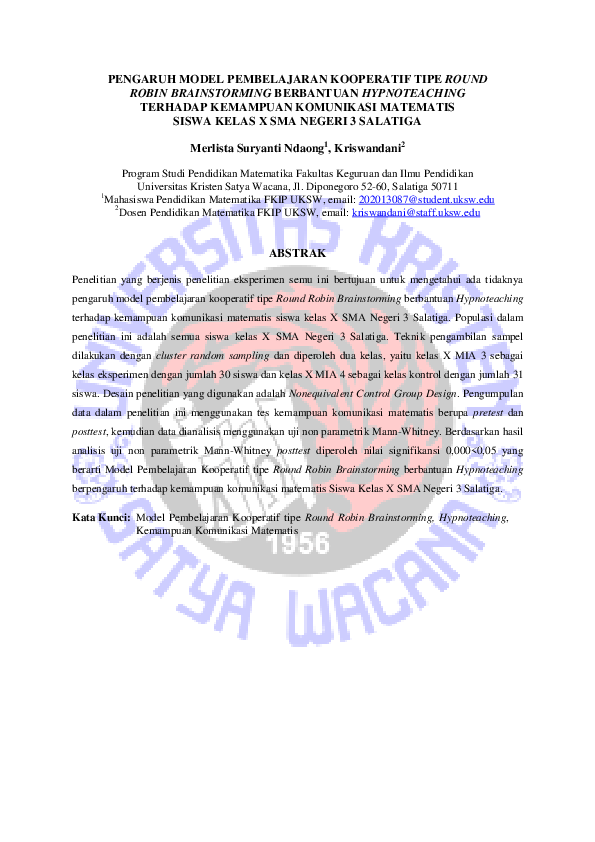 (PDF) Pengaruh Model Pembelajaran Kooperatif Tipe Round Robin Brainstorming Berbantuan ...
