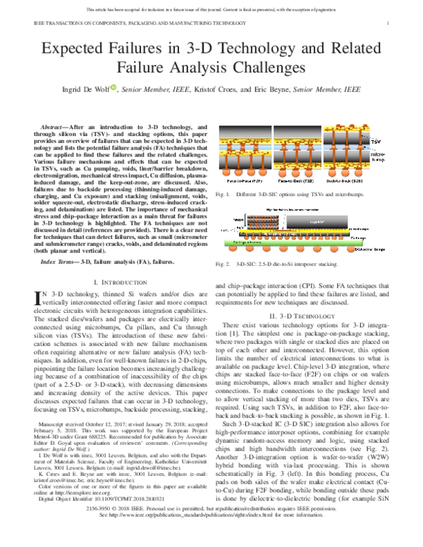 (PDF) Expected Failures in 3-D Technology and Related Failure Analysis ...