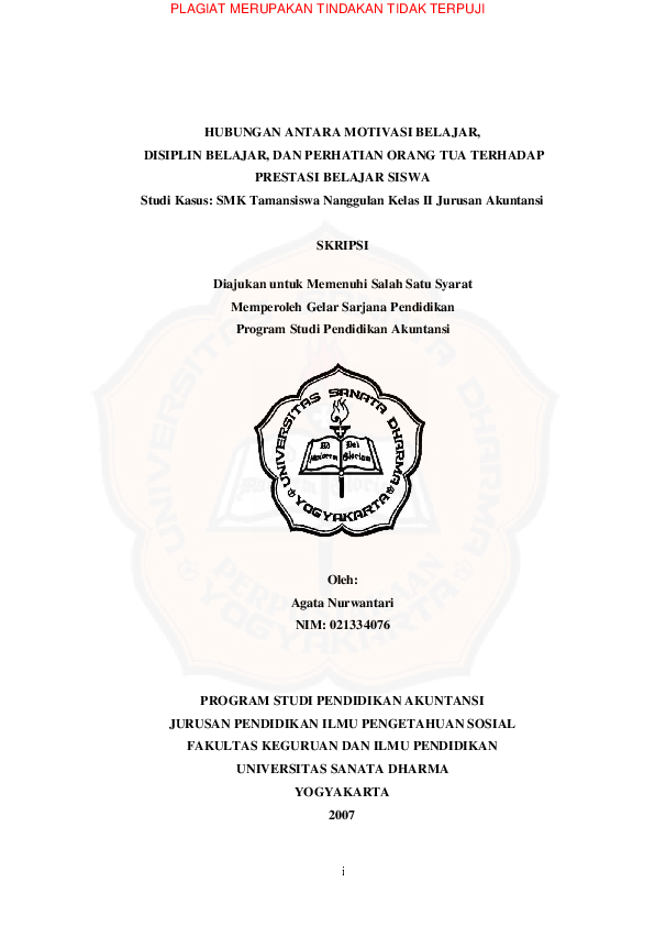 (PDF) Hubungan antara motivasi belajar, disiplin belajar, dan perhatian orang tua terhadap ...